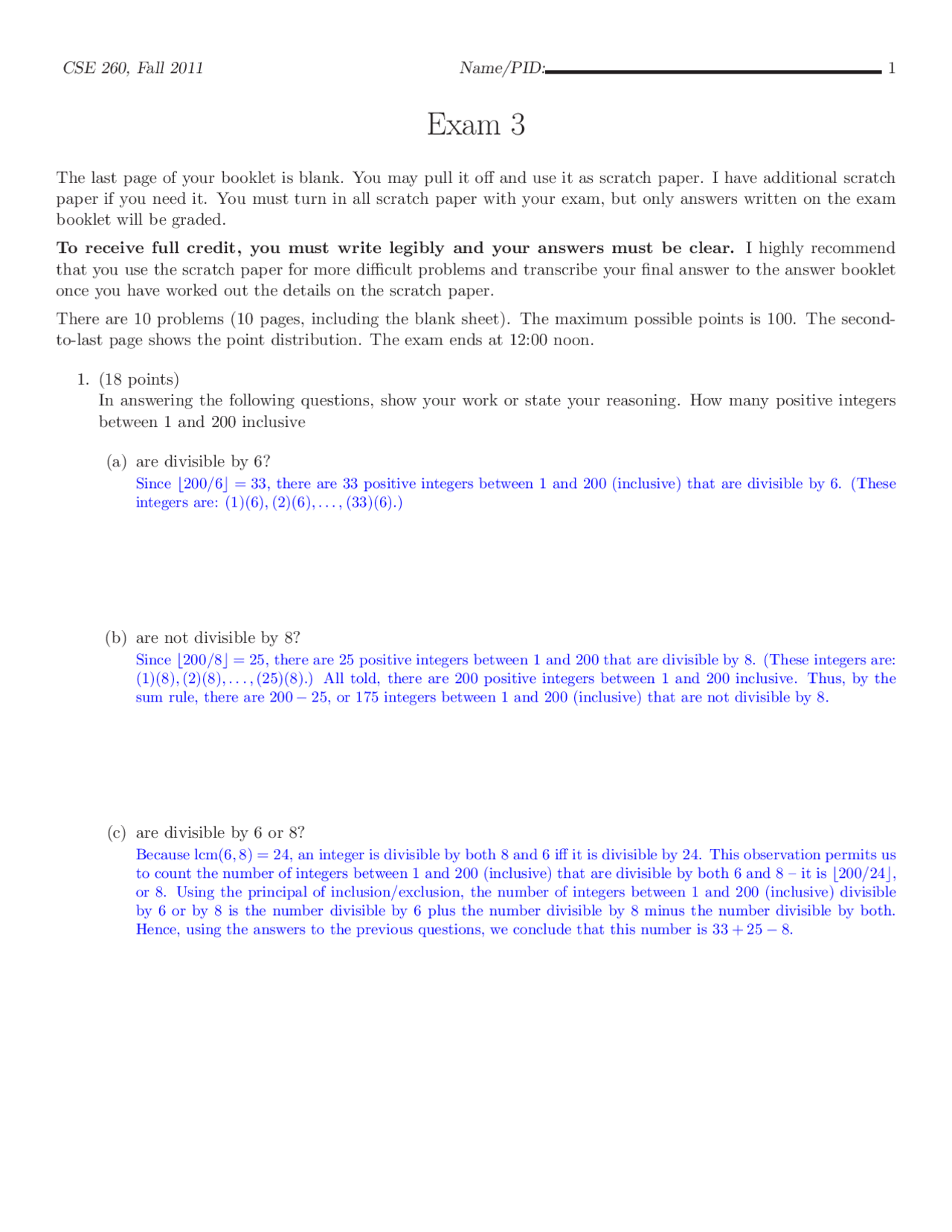 Exam 3 Solved Discrete Structures Computer Science Cse 260