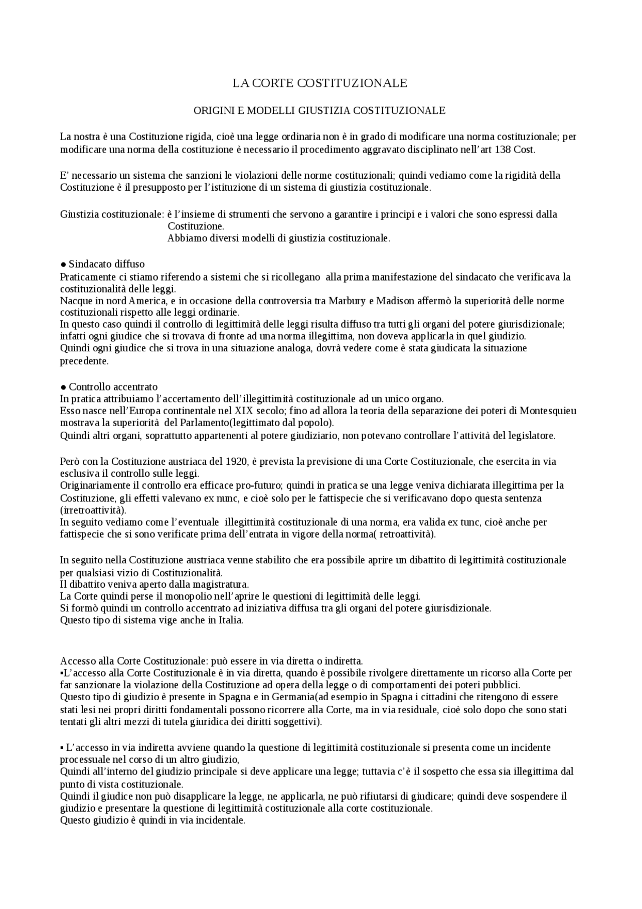 La Corte Costituzionale Docsity