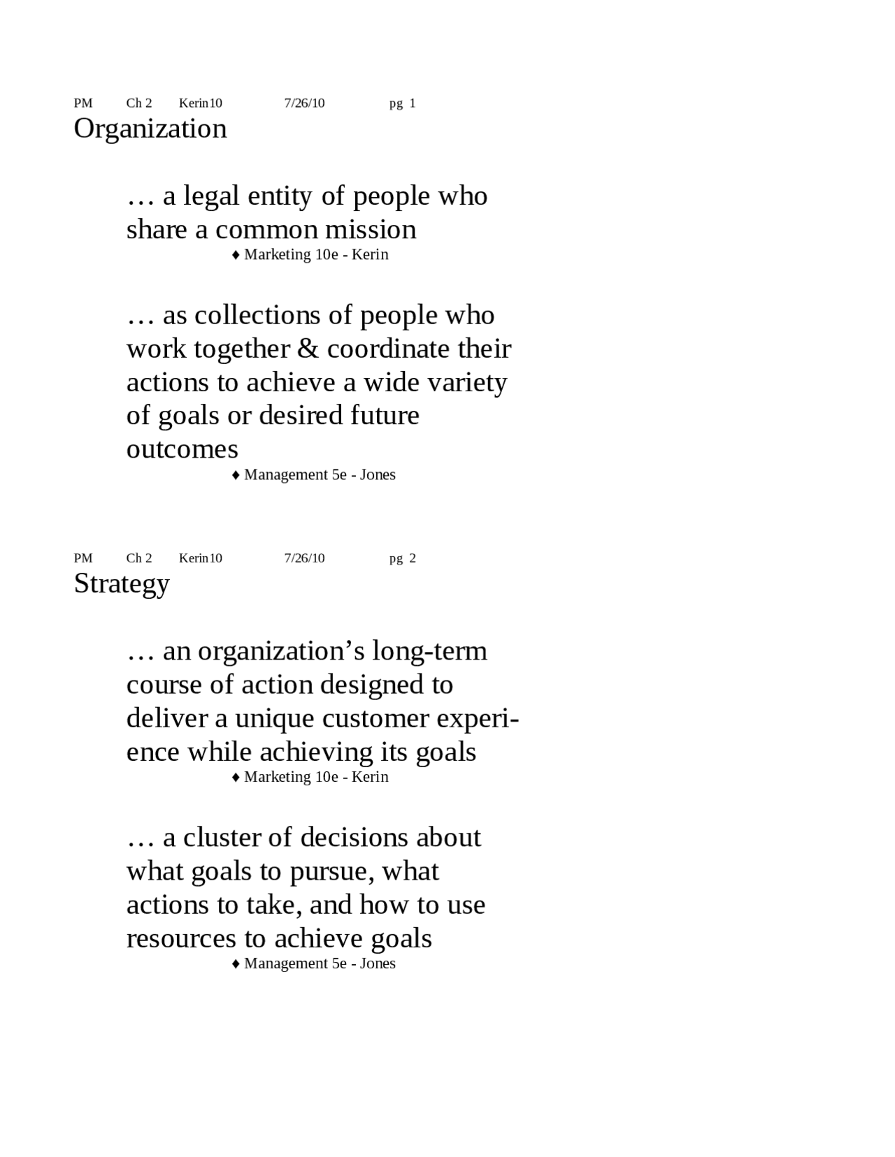 Organization In Principles Of Marketing Lecture Notes Mktg 3131