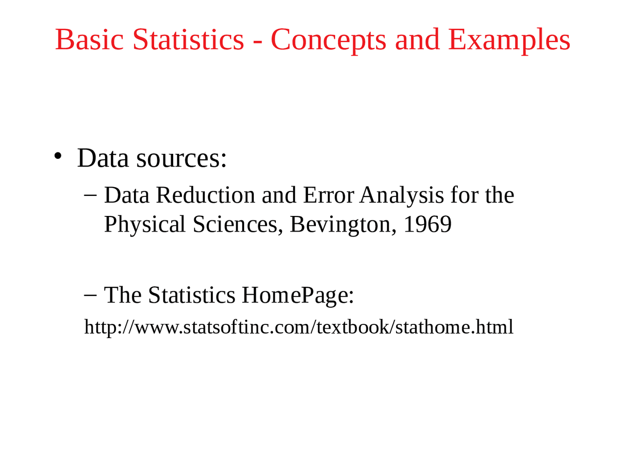 Basic Statistics Concepts And Examples Docsity