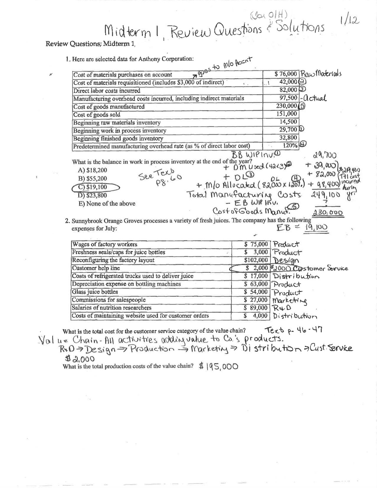 Exam 1 Solved Questions Introduction To Managerial Accounting Acg