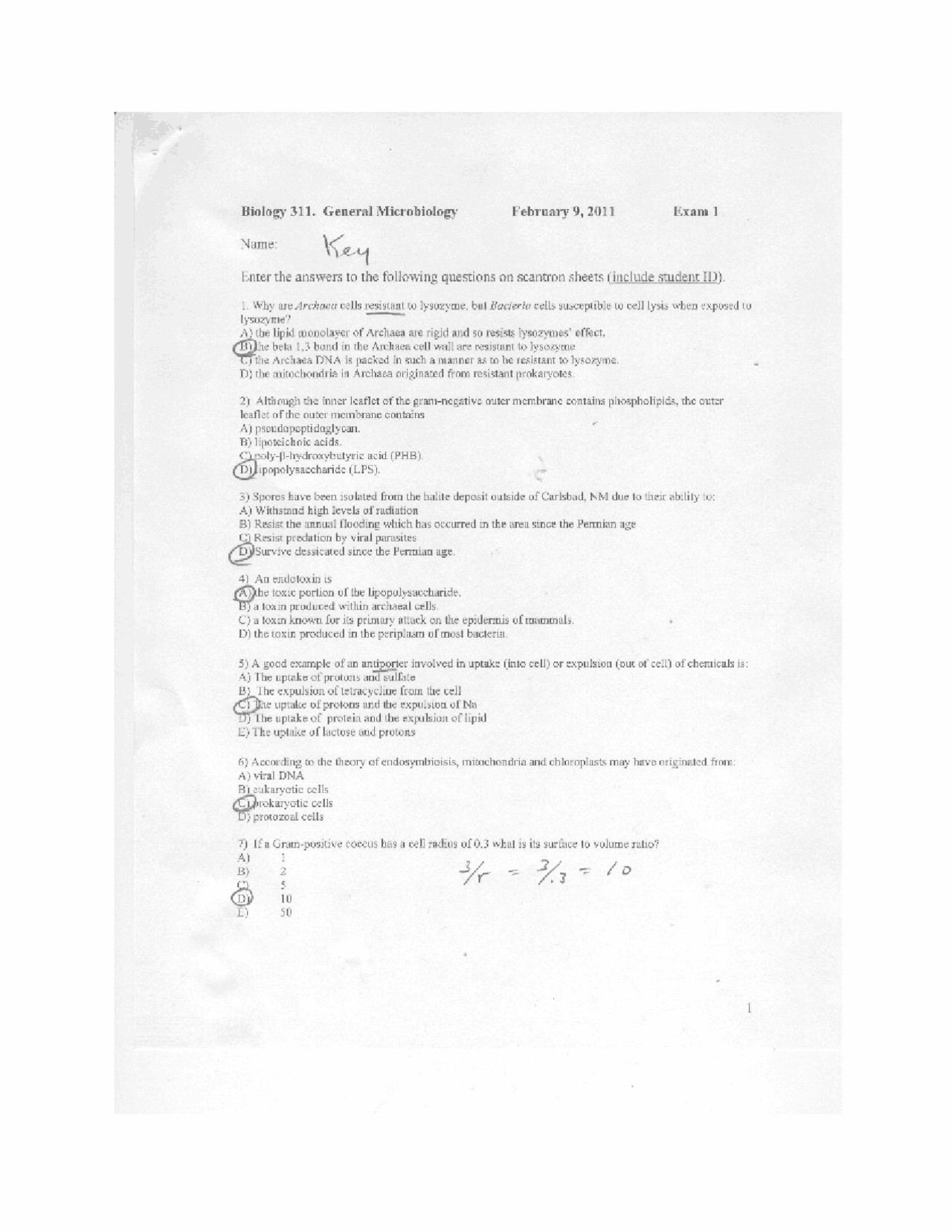 General Microbiology Solved Exam 1 Biol 311 Docsity