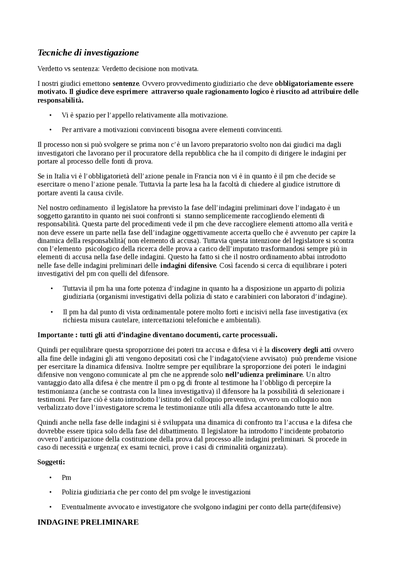 Tecniche Investigative Applicate Docsity