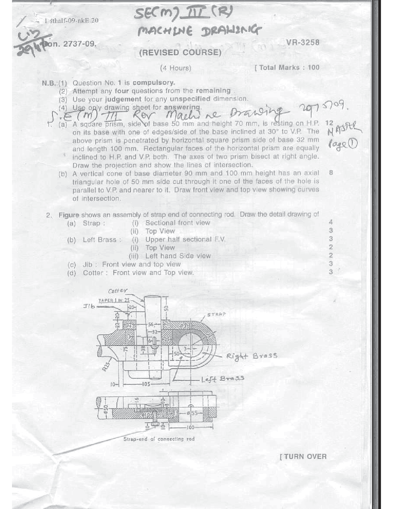 Sew Machine Drawing - Exam Paper may 2009 - Mechanical Engineering ...