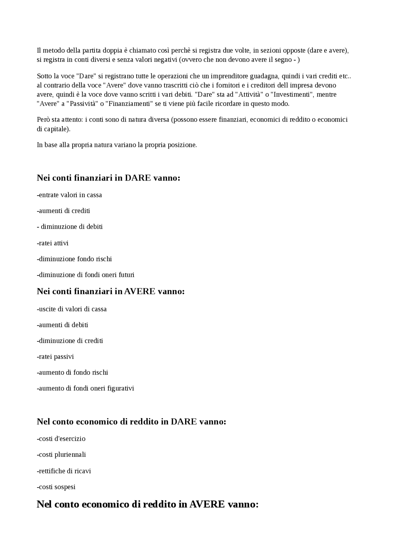 Il metodo della partita doppia è chiamato così perchè si registra due volte | Appunti di ...