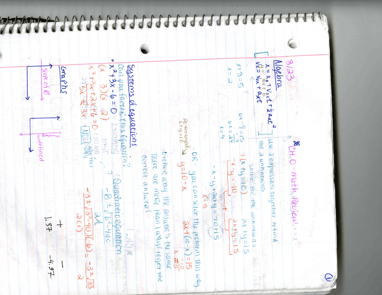 Handwritten Notes on Algebra And Systems of Equations | PHYS 1111 ...