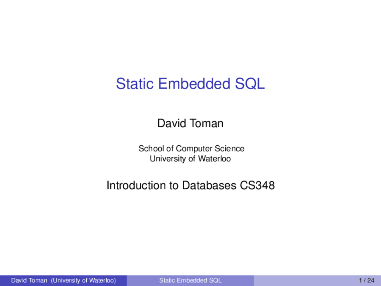 Static Embedded Sql Introduction To Database Management Lecture 05 Slides Computer Science Docsity 9564