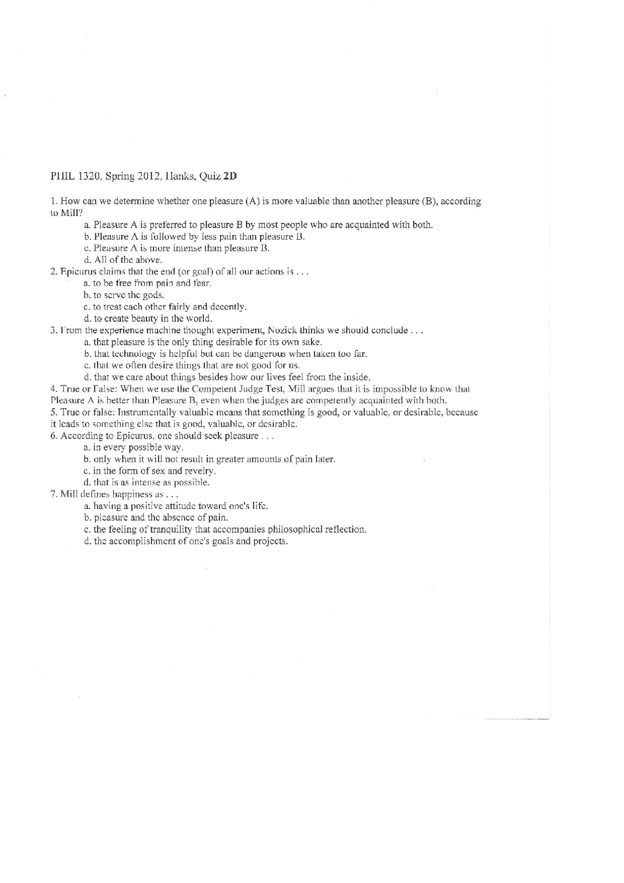 7 Questions On Ethics And Society Quiz 2 Phil 1320 Docsity