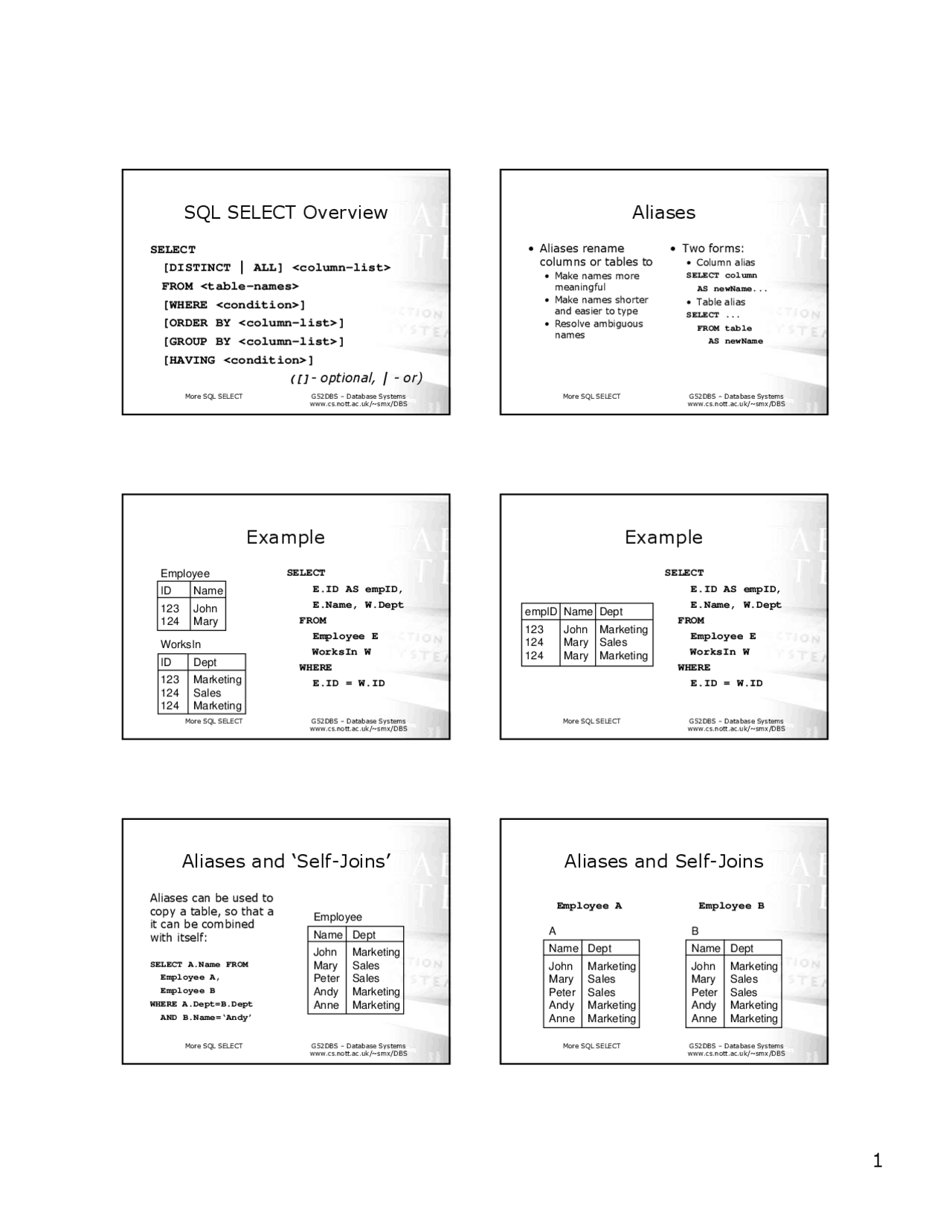 Introduction To Database System Lecture 07 Slides Computer Science