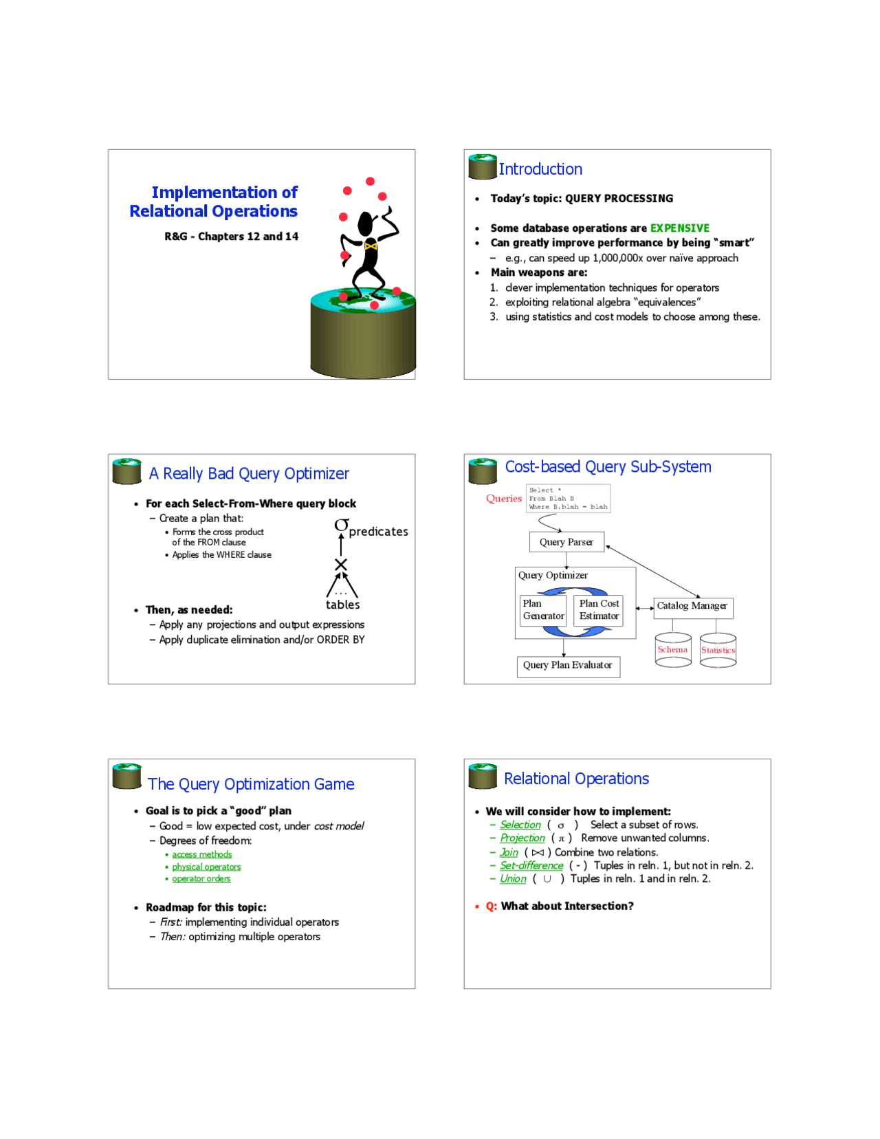 Relational Operations Introduction To Database Systems Lecture 12