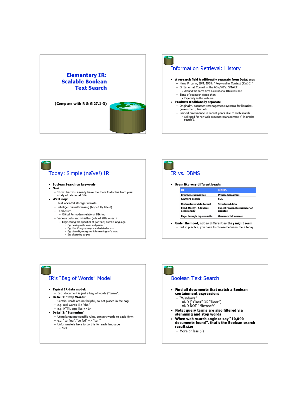 Elementary Ir Introduction To Database Systems Lecture 19 Slides