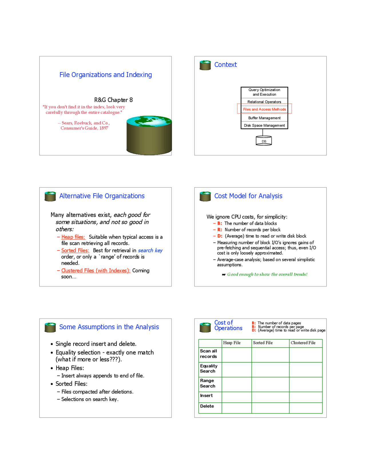 Indexing Introduction To Database Systems Lecture 06 Slides Computer
