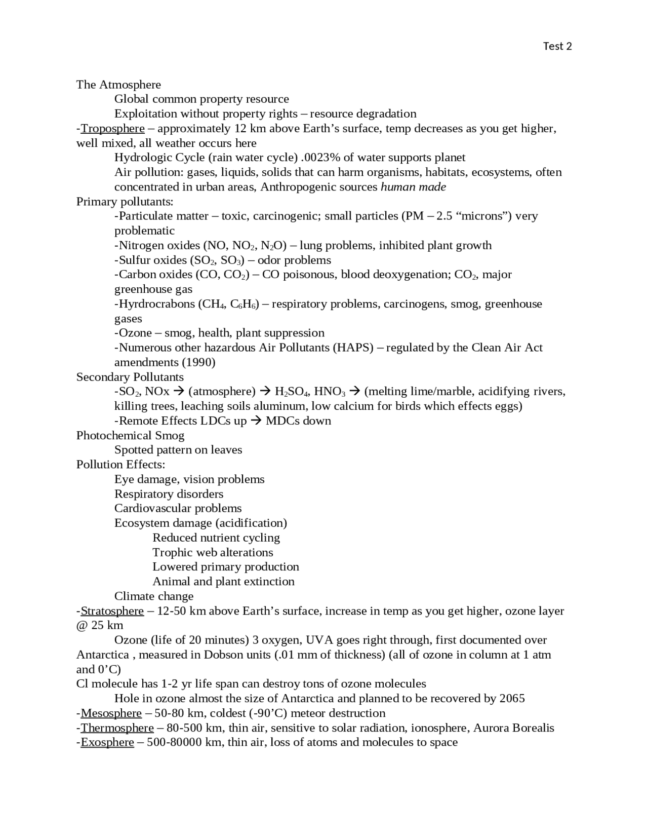 Natural Resources Conservation Test Ii Notes Rnr 1001 Docsity