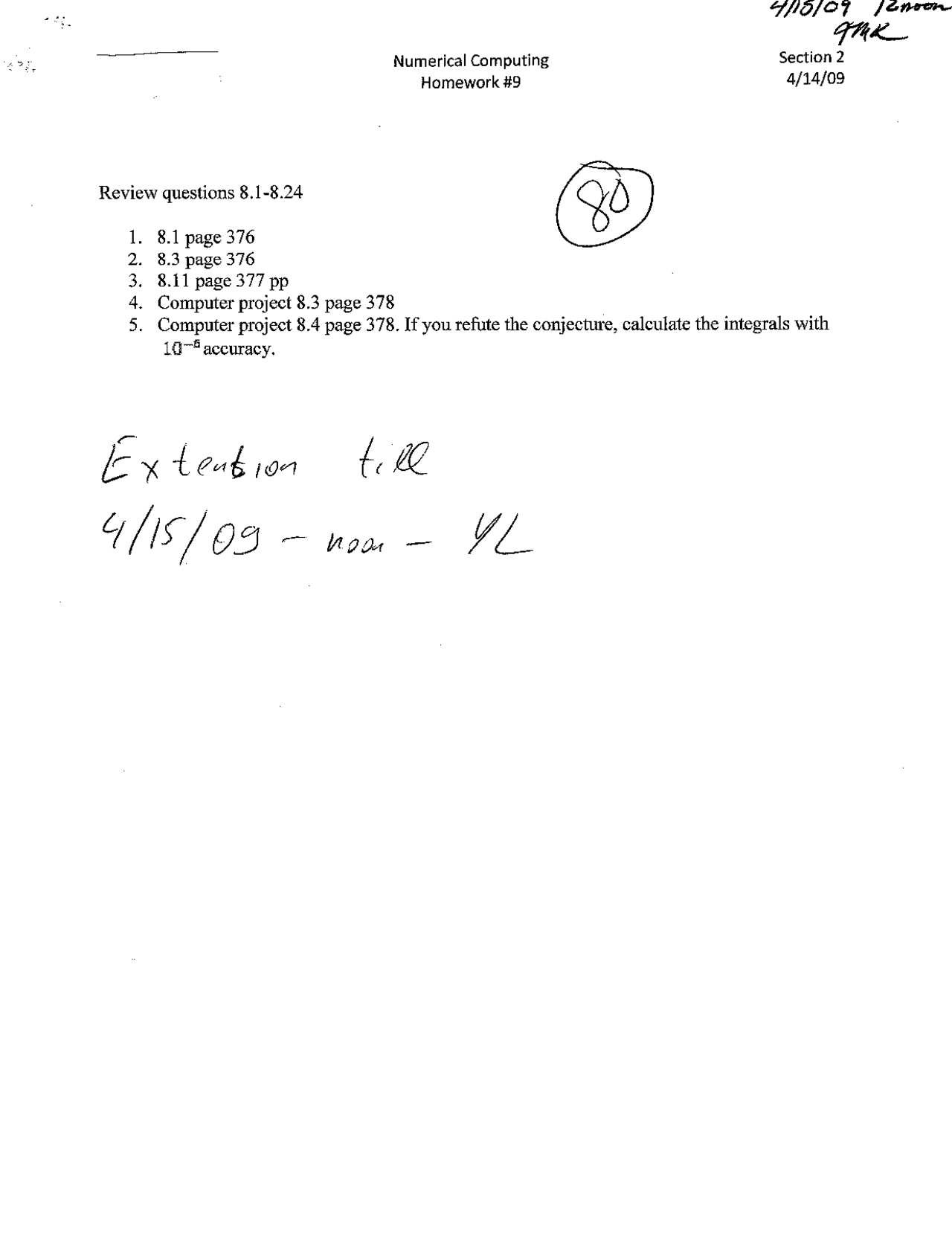 Assignment 9 Questions With Solutions Numerical Computing Math 4800