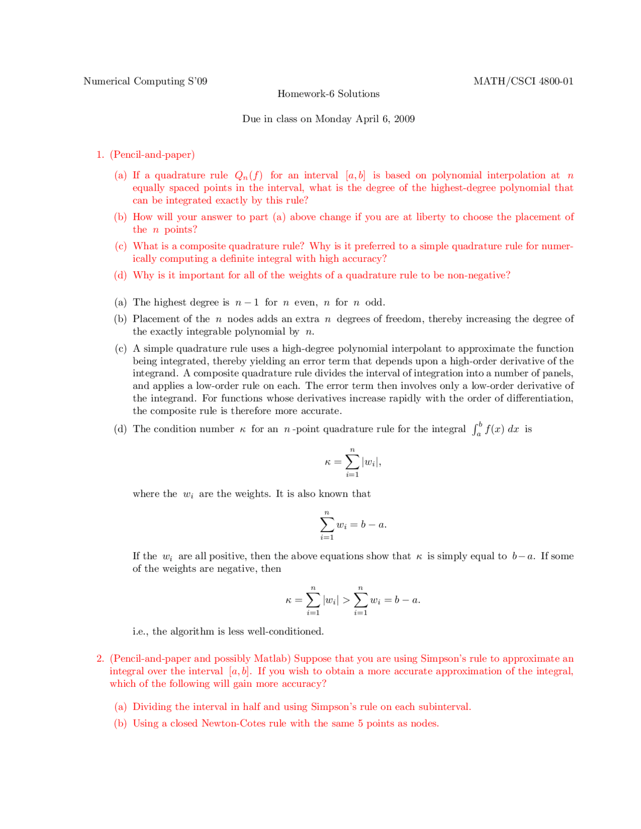 Homework 6 With Solution Keys Numerical Computing Math 4800 Docsity 6130