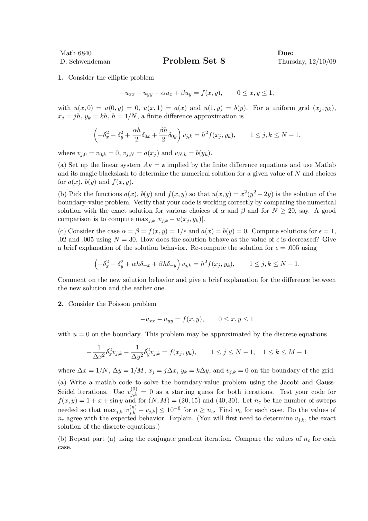 Problem Set 8 Solved Numerical Solution Of Partial Differential