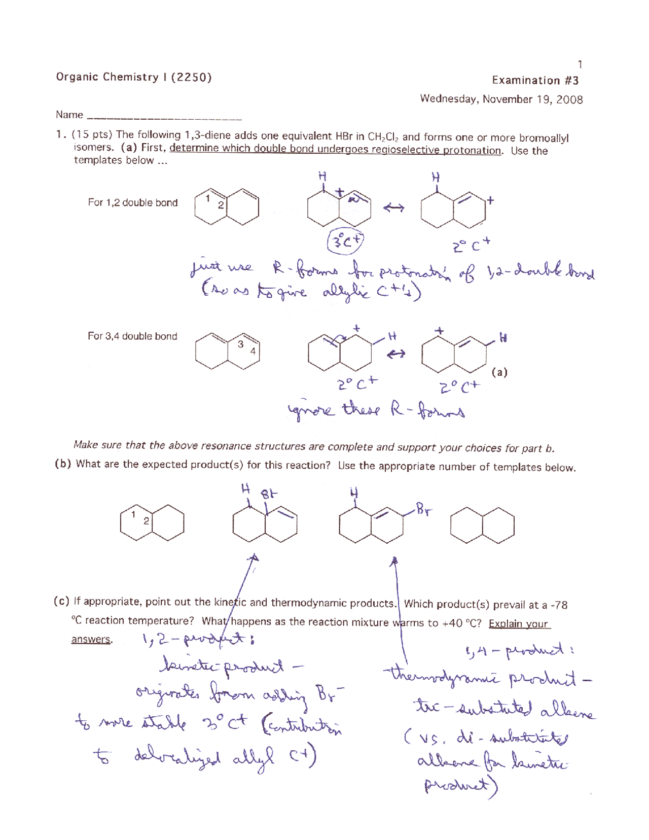 7 Questions With Solution Of Organic Chemistry I Exam 3 Chem 2250