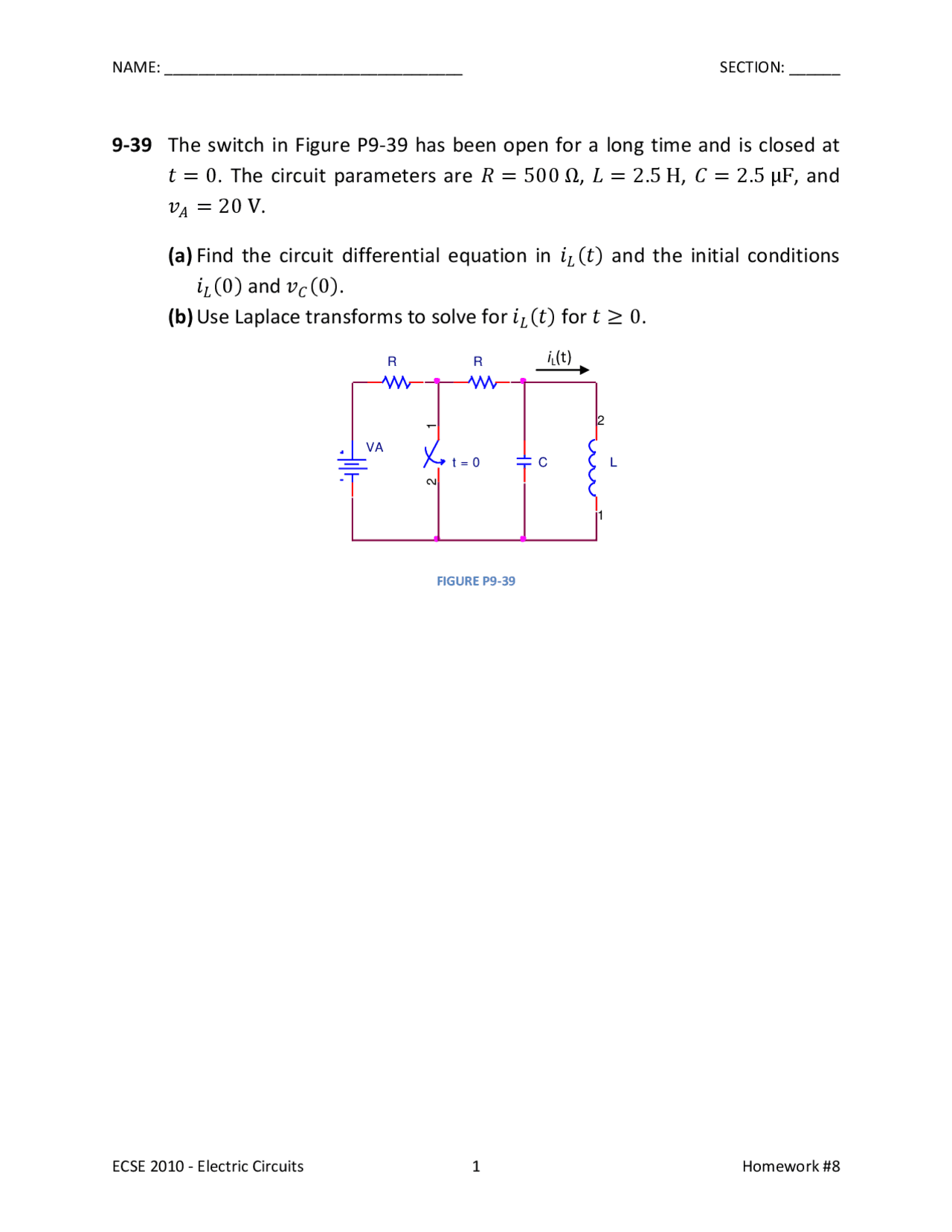 The Dominant Pole Approximation - Assignment 8 - Electric Circuits | ECSE 2010 - Docsity