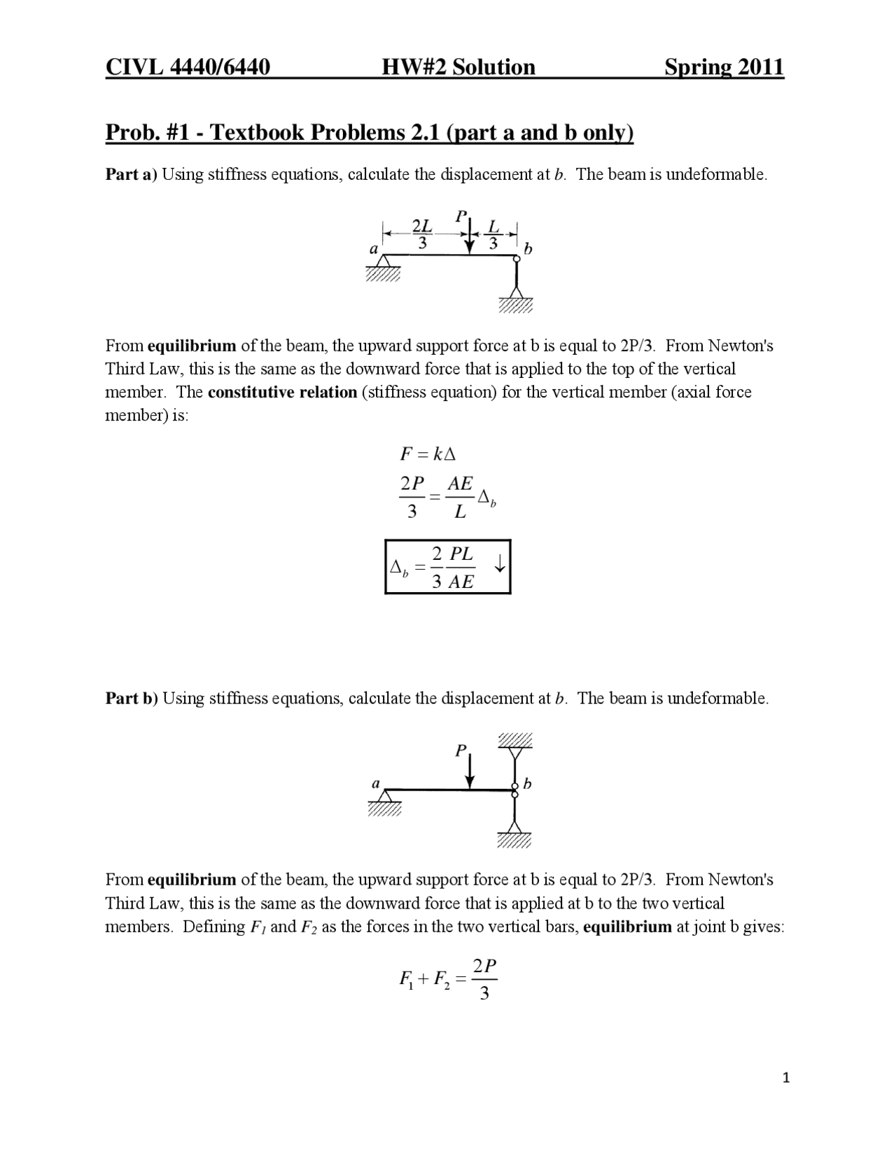 Assignment 2 Solutions Advanced Structural Analysis Spring 2011