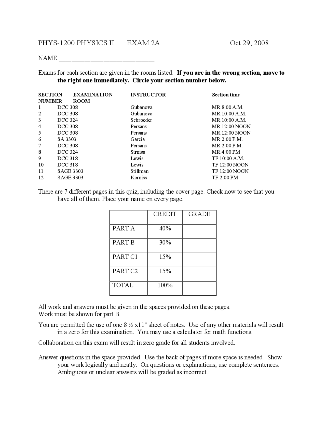 3 Problems With Solutions On General Physics Ii Test 2 Phys 1200