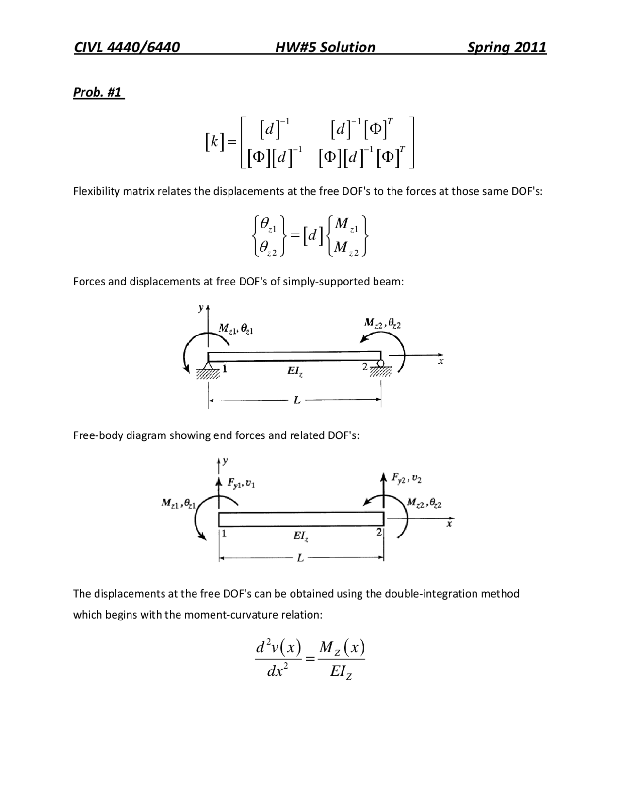 Homework 5 Solutions Advanced Structural Analysis Civl 4440 Docsity