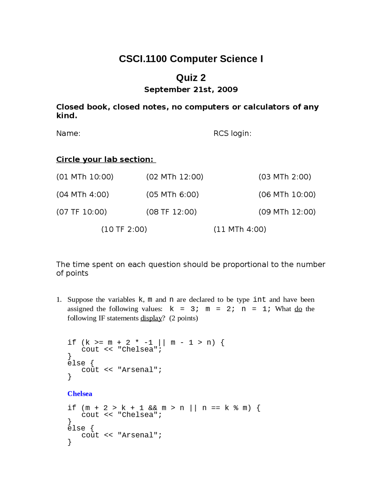 6 Questions With Solutions On Binary Numbers Quiz 2 Csci 1100 Docsity