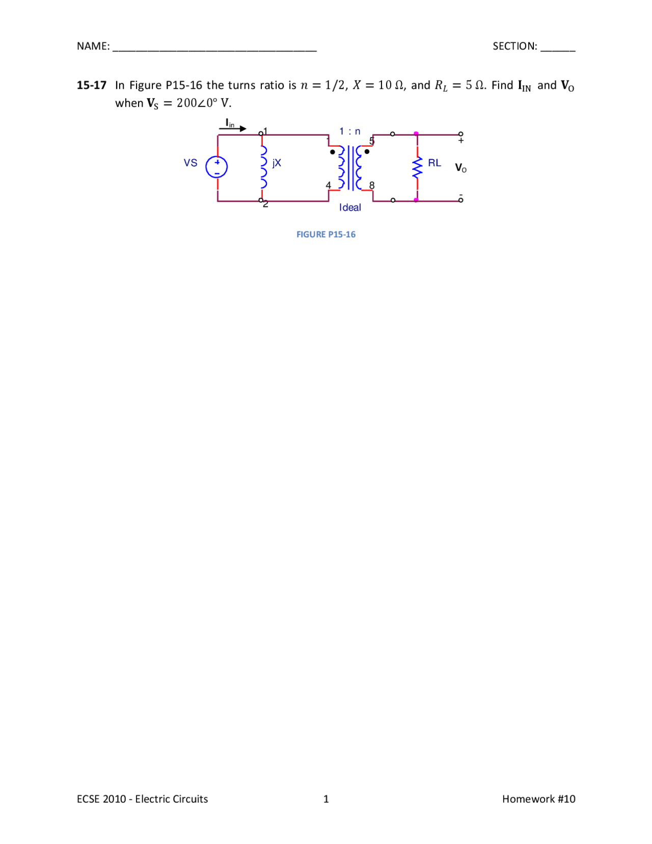 Homework 10 Sample Questions Electric Circuits Ecse 2010 Docsity