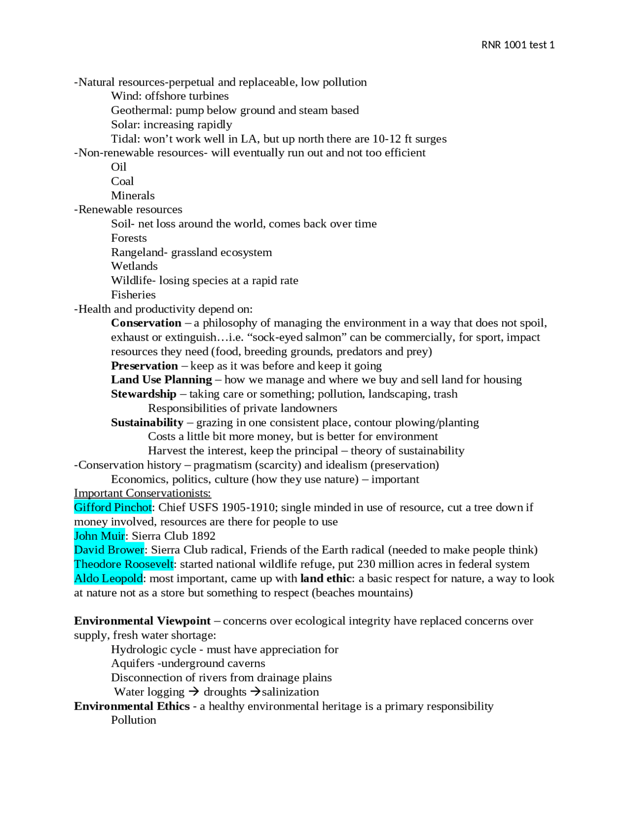 Natural Resources, Perpetual and replaceable, Low Pollution | RNR 1001 ...