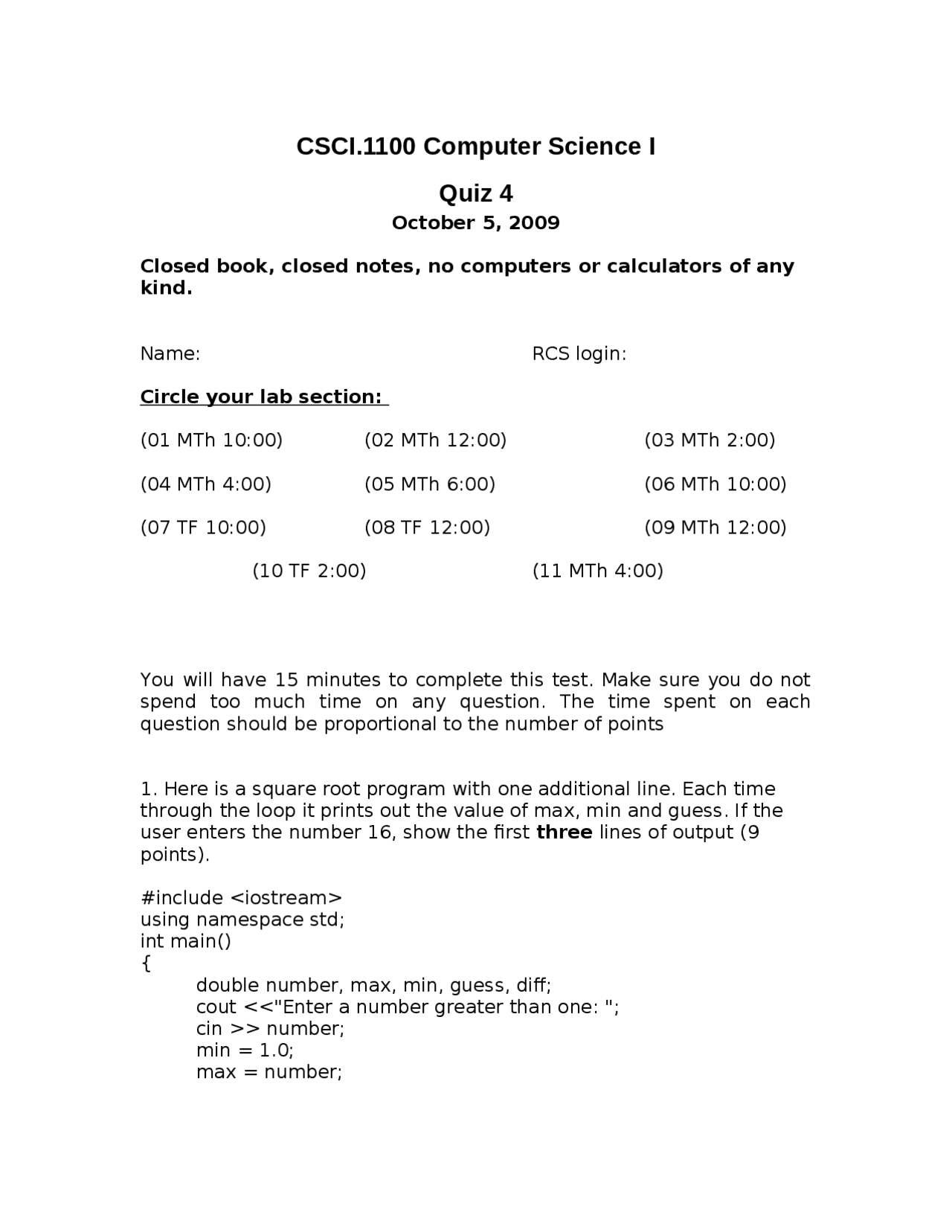 4 Solved Problems On Computer Functions In Science I Quiz 4 Csci