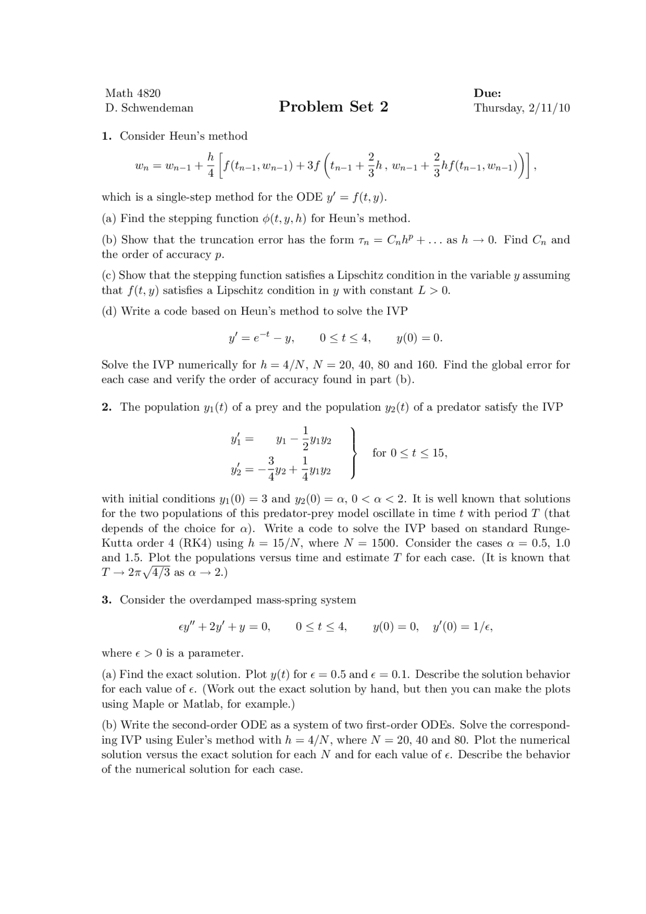 Solutions for Problem Set 2 | Numerical Methods for Differential ...