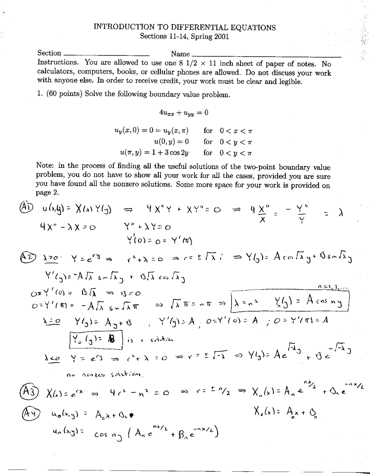 3 Solved Questions On Differential Equations Midterm Exam Math 2400