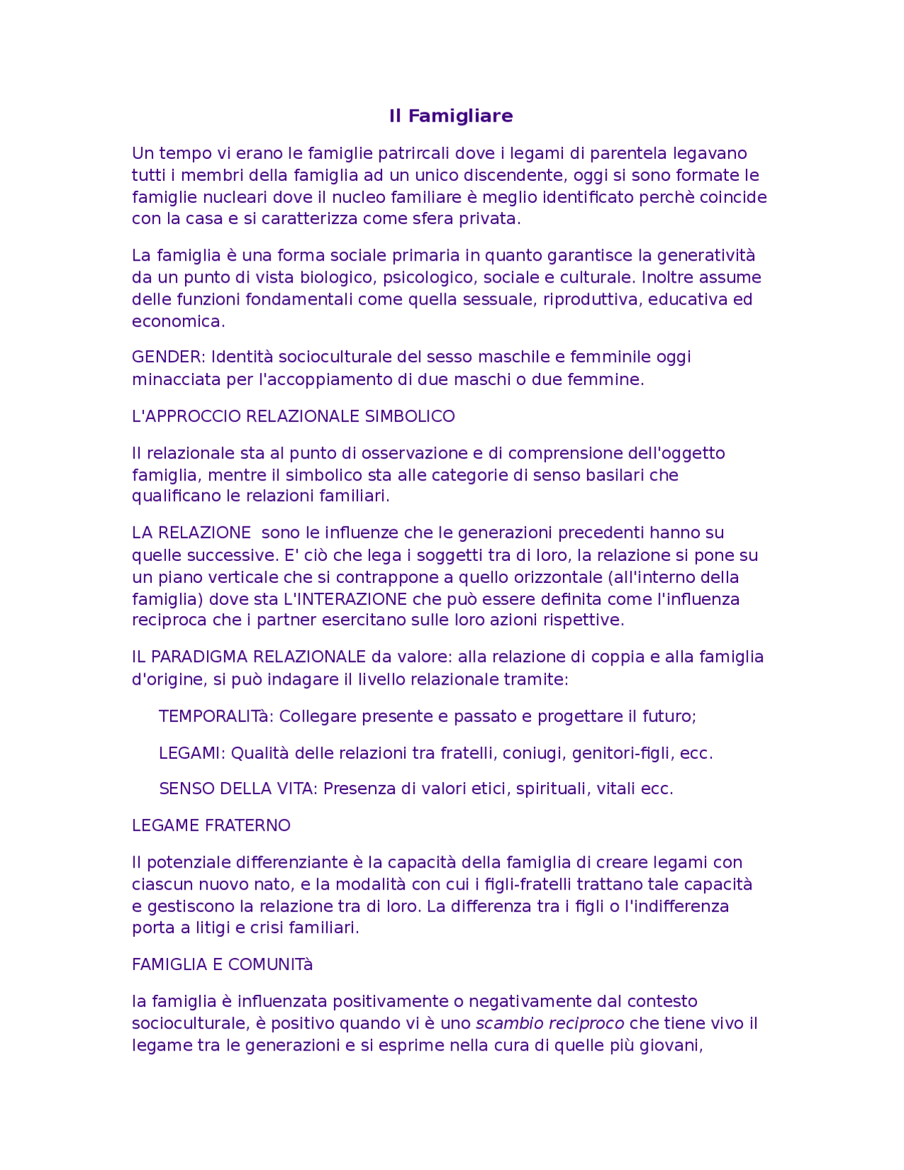 Il Famigliare Docsity