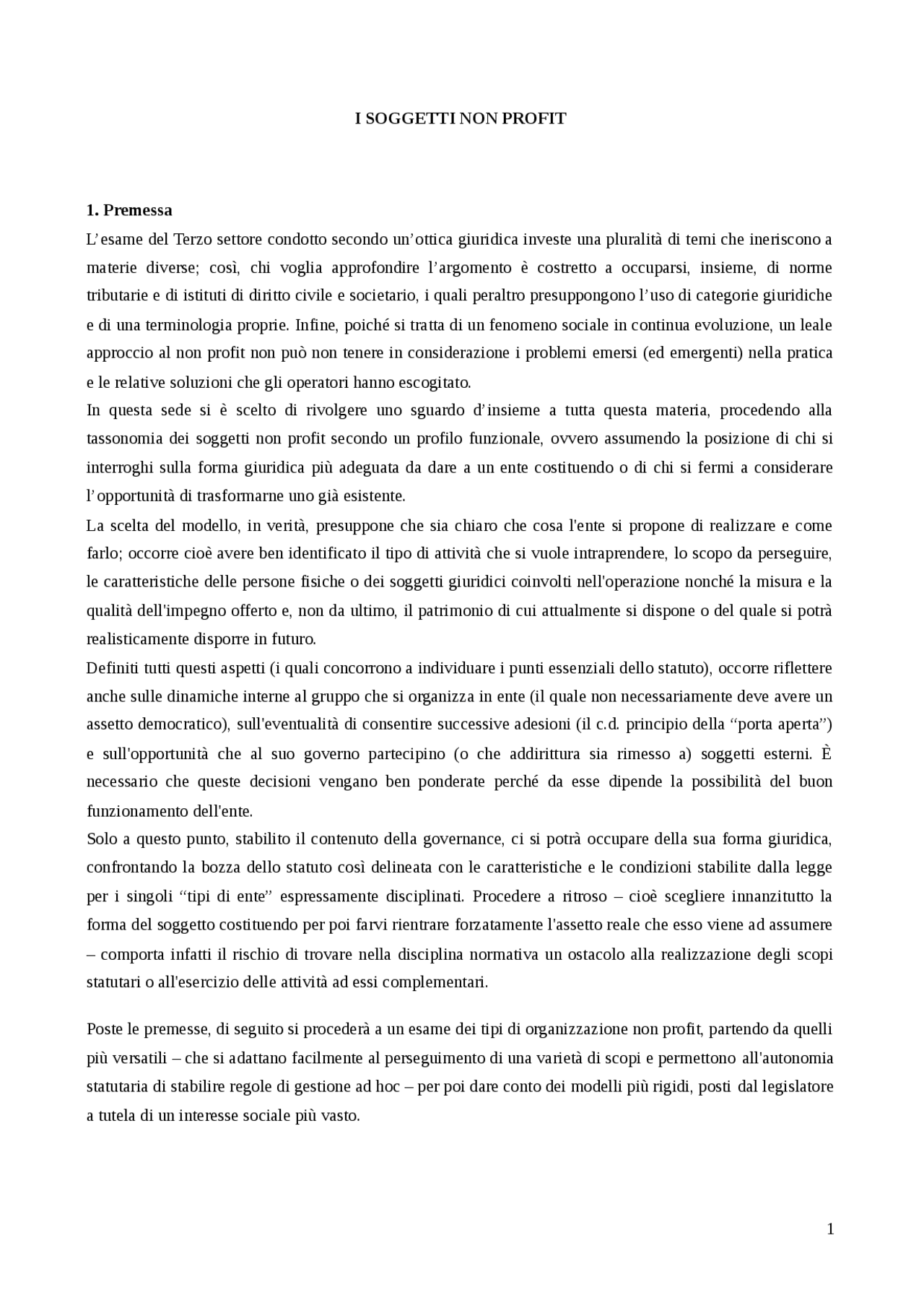 I Soggetti Non Profit Appunti Di Diritto Docsity
