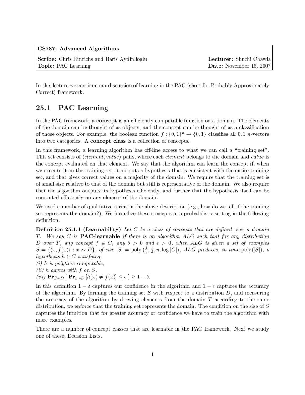 Probably Approximately Correct Learning-Advanced Algorithms-Lecture 25 ...