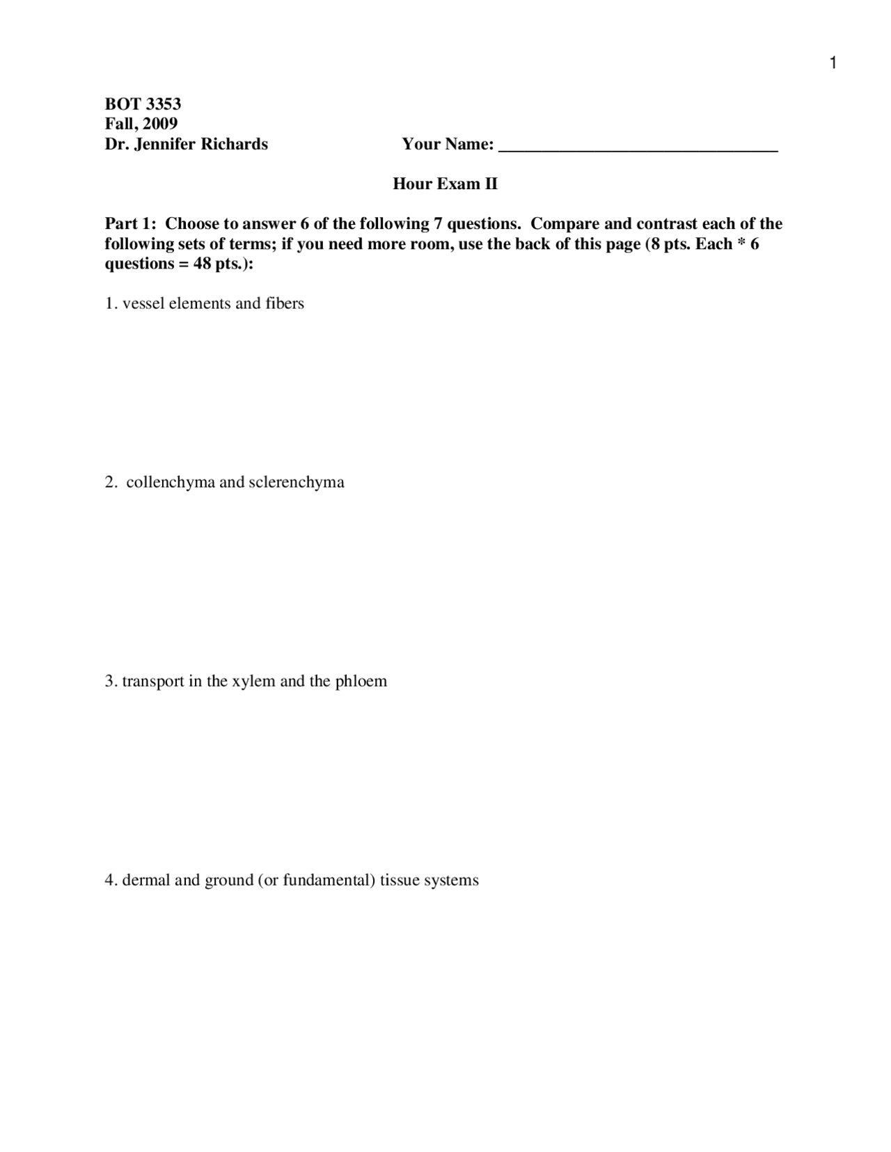 Exam 2 For Morphology Of Vascular Plant Bot 3353 Docsity