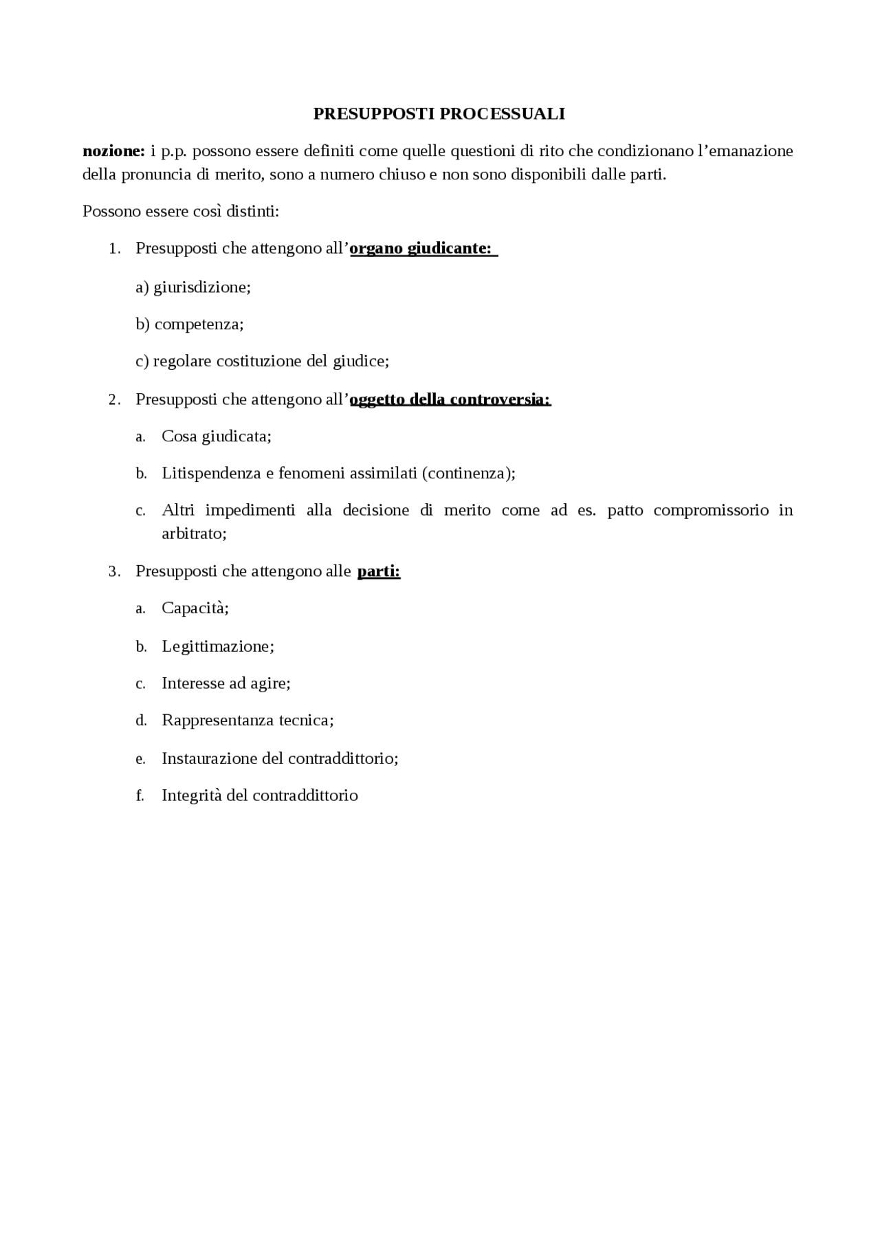 Presupposti Processuali Docsity