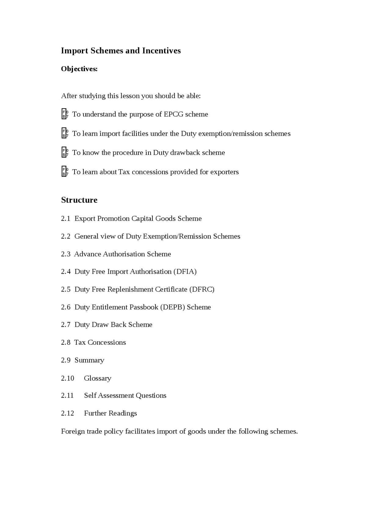 Foreign Trade And Policy - Import Schemes and Incentives - Notes ...