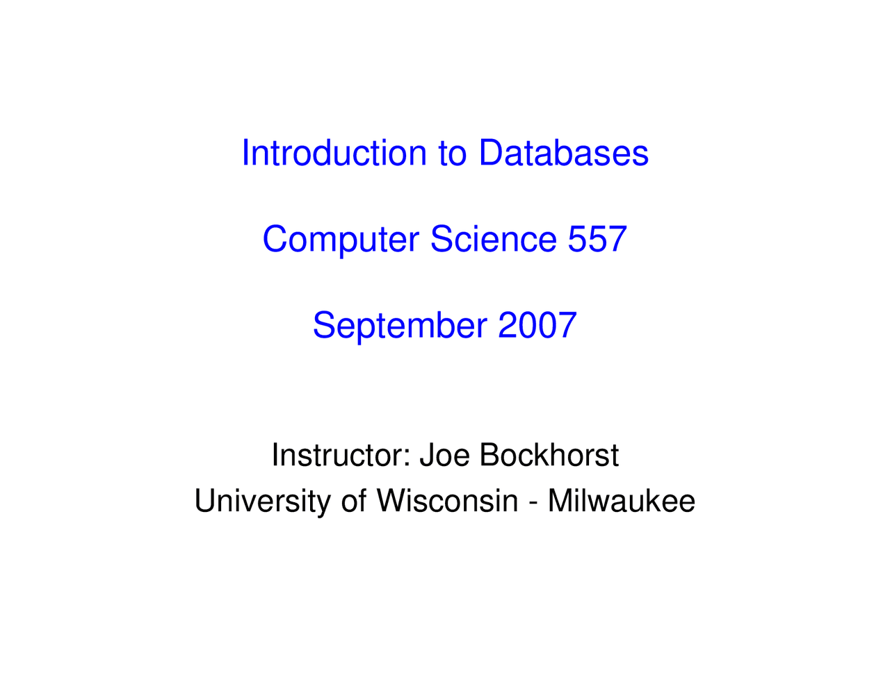 Introduction Introduction To Databases Tutorial 01 Computer Science