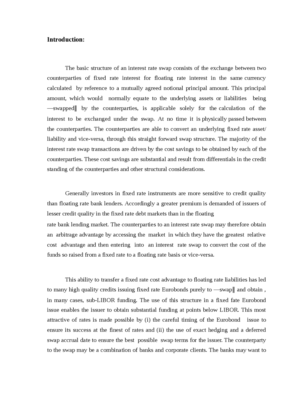 Foreign Exchange Markets - The Interest Rate SWAP - Notes - Finance ...