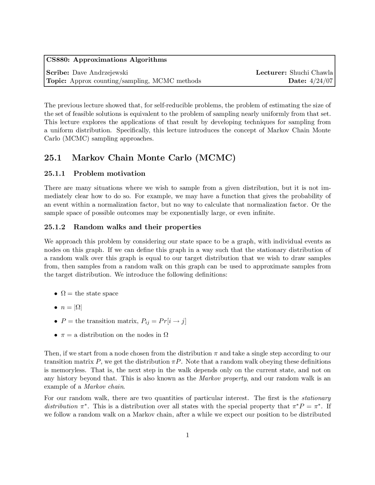 Approx Counting Sampling Approximations Algorithms Lecture 24 Notes Computer Science Docsity