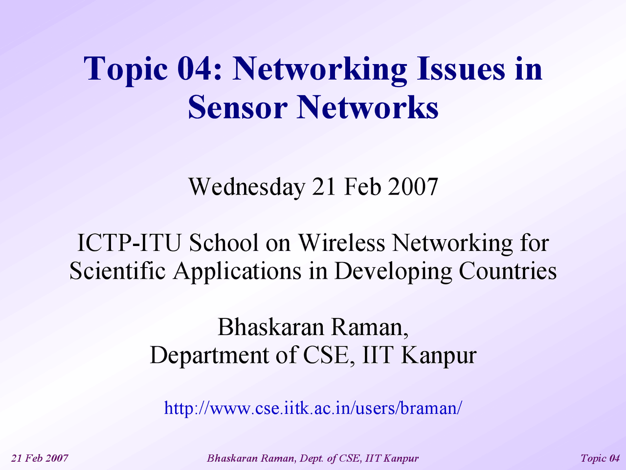 Networking Issues in Sensor Networks-Embedded Wireless Sensors-Lecture 04 Slides-Computer ...