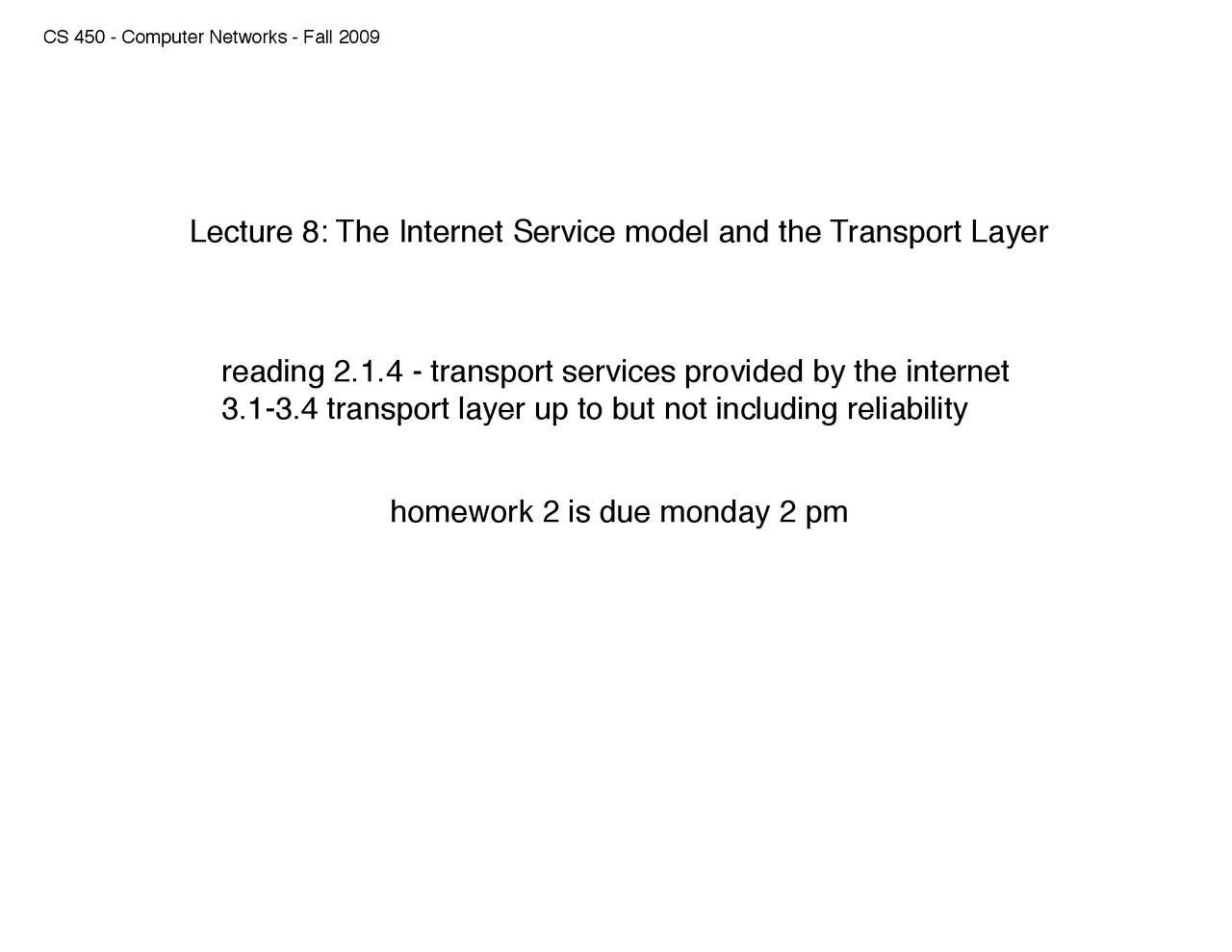 Internet Service Model-Introduction to Networking-Lecture 09 Slides ...