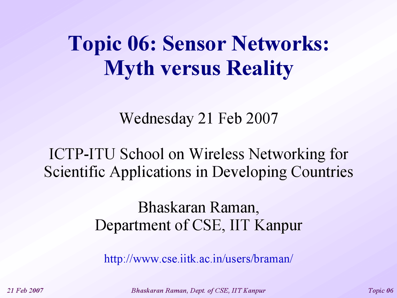 Sensor Networks Embedded Wireless Sensors Lecture 06 Slides Computer 0362
