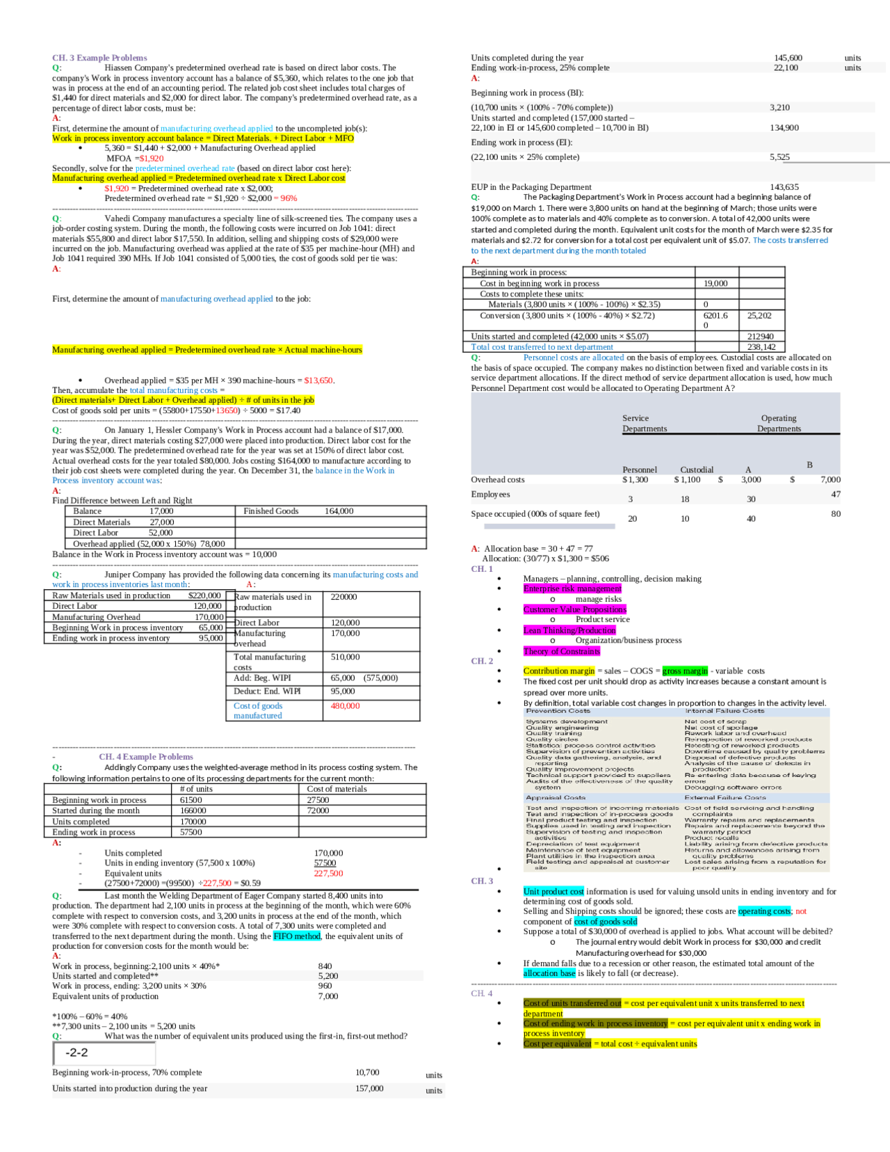 Introduction to Managerial Accounting with Examples - Study Guide | ACT ...