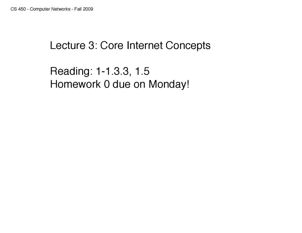 Core Internet Concepts Introduction To Networking Lecture 03 Slides Computer Science Docsity