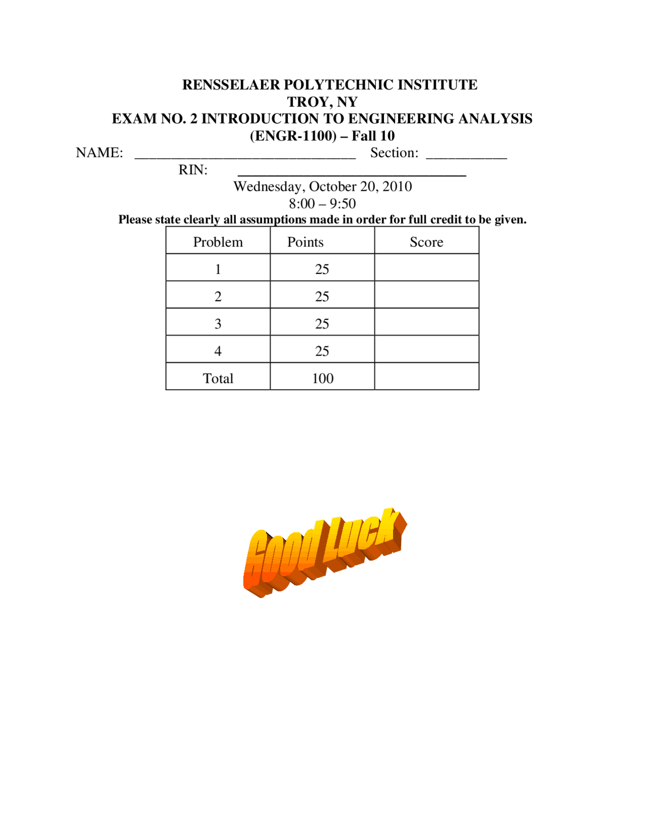 Introduction To Engineering Analysis Solved Problems For Exam Engr