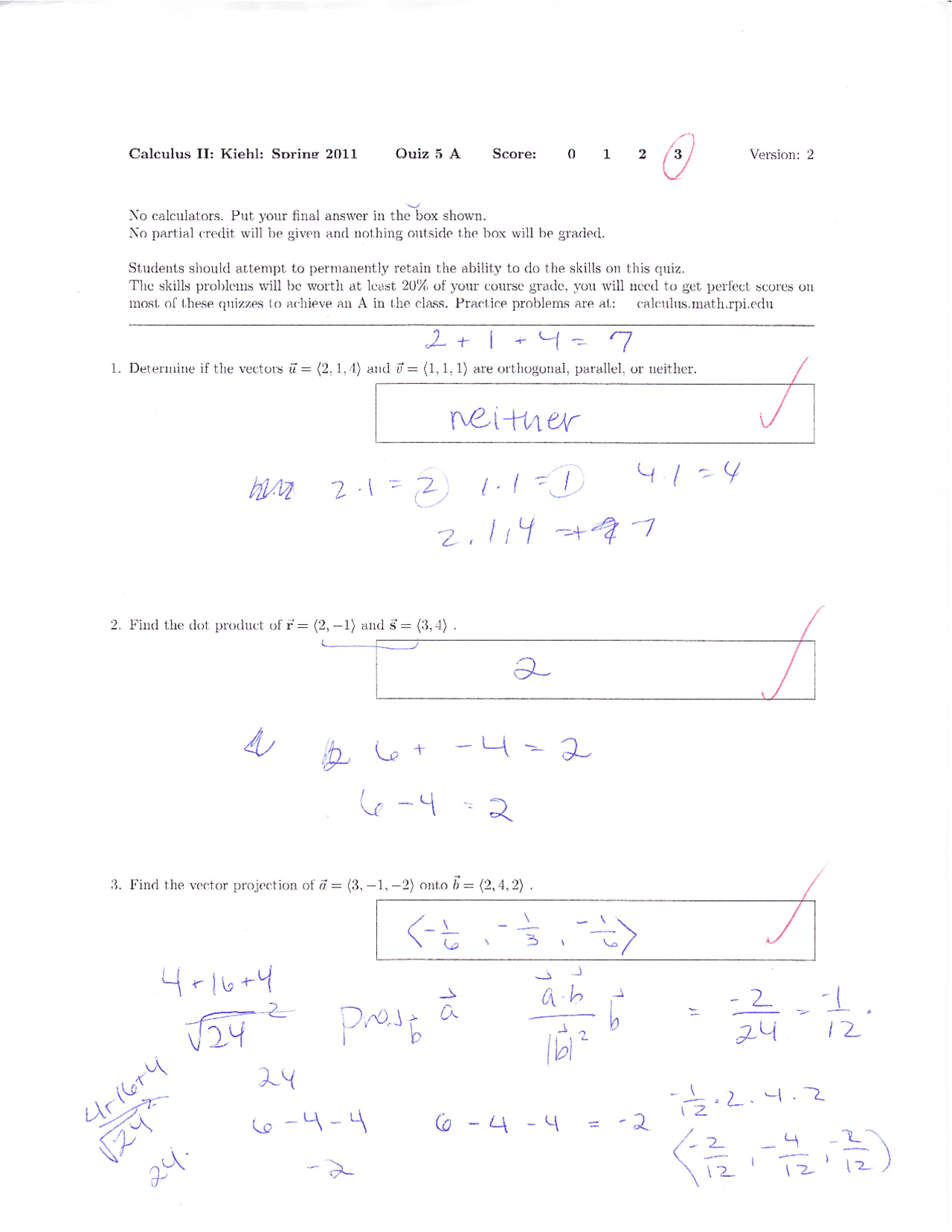 3 Questions on Calculus II with Solution - Quiz 5 | MATH 1020 | Quizzes Calculus | Docsity