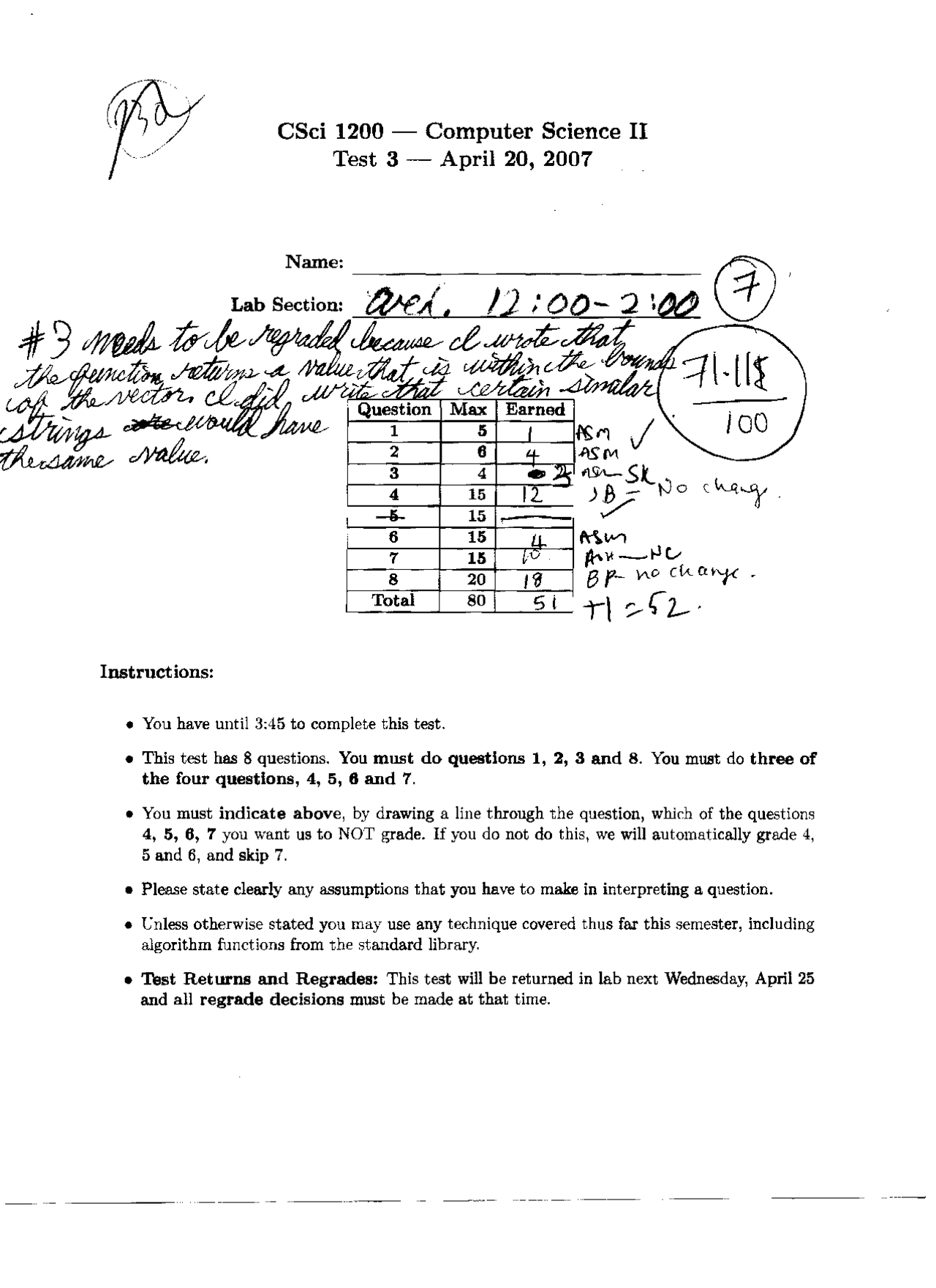 Exam 7 Questions With Solutions Data Structures Csci 1200 Docsity