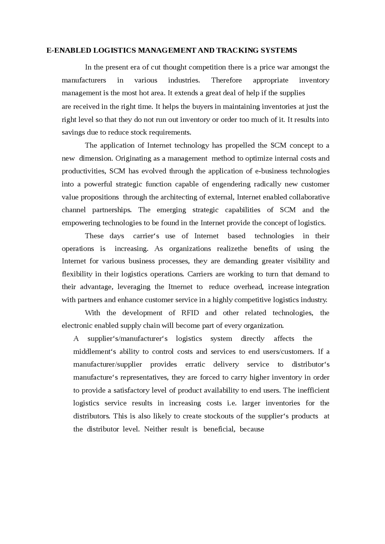 Logistics Management - E-Enabled Logistics Management And Tracking ...