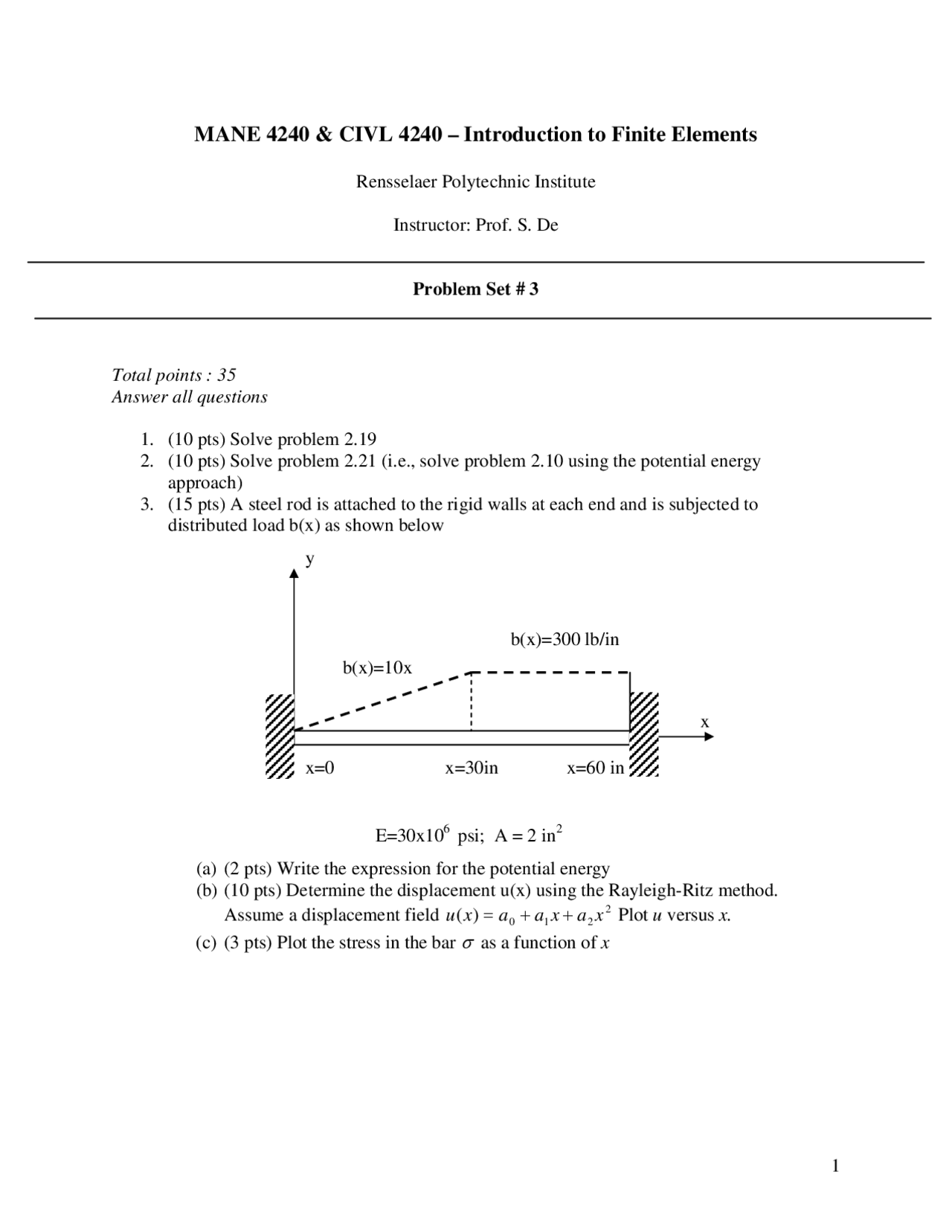 Introduction to Finite Elements - Resolution for Problem Set 3 | MANE ...